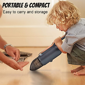 Tkkfipa Handheld Vacuum Cleaner Cordless - Vacuuming Home Dust Rechargeable High Power, Mini Vacuum Cleaners Lightweight Pet Hair Small Vac Buster for Vehicle Kitchen, dust Buster Grey+Orange