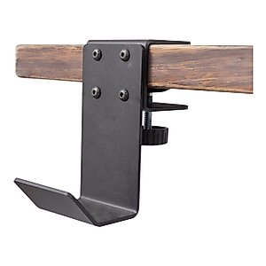 Stand Up Desk Store Clamp-On Under Desk Headphone Hook, Backpack Hook, and Purse Hook for Desk - Black