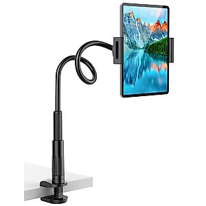 Tablet Stand Holder for Bed, Gooseneck Mount with Adjustable Flexible Arm Compatible with iPad Air Pro Mini, Samsung Tab, Nintendo Switch Kindle Other 4.7"-12.9" Device