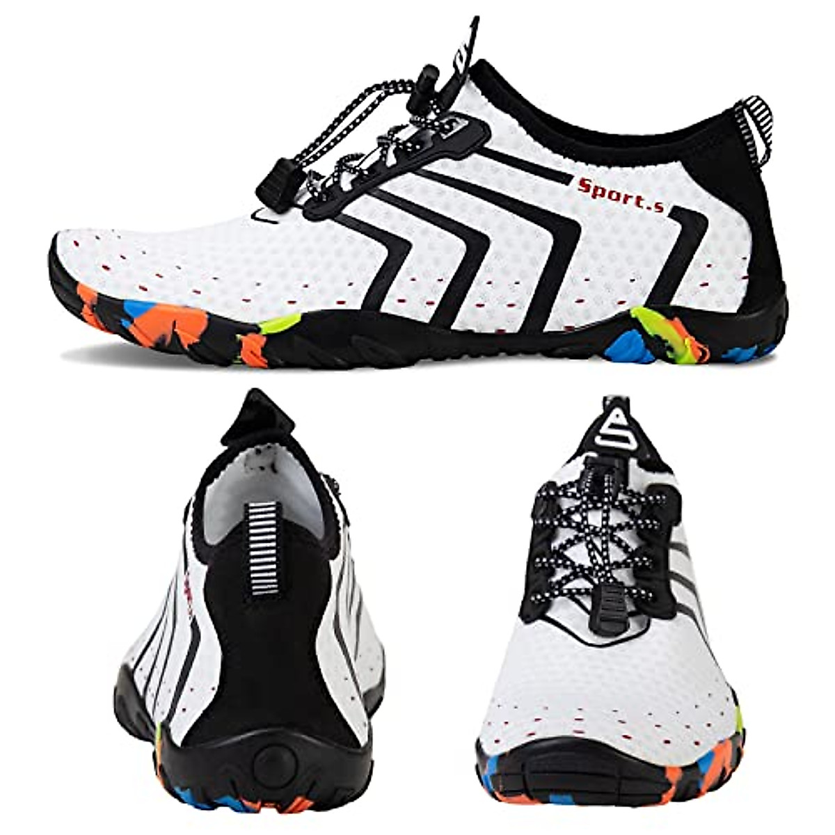 WateLves Water Shoes Mens Womens Beach Swim Shoes Quick-Dry Aqua Socks Pool Shoes for Surf Yoga Water Aerobics (A-White, 44)