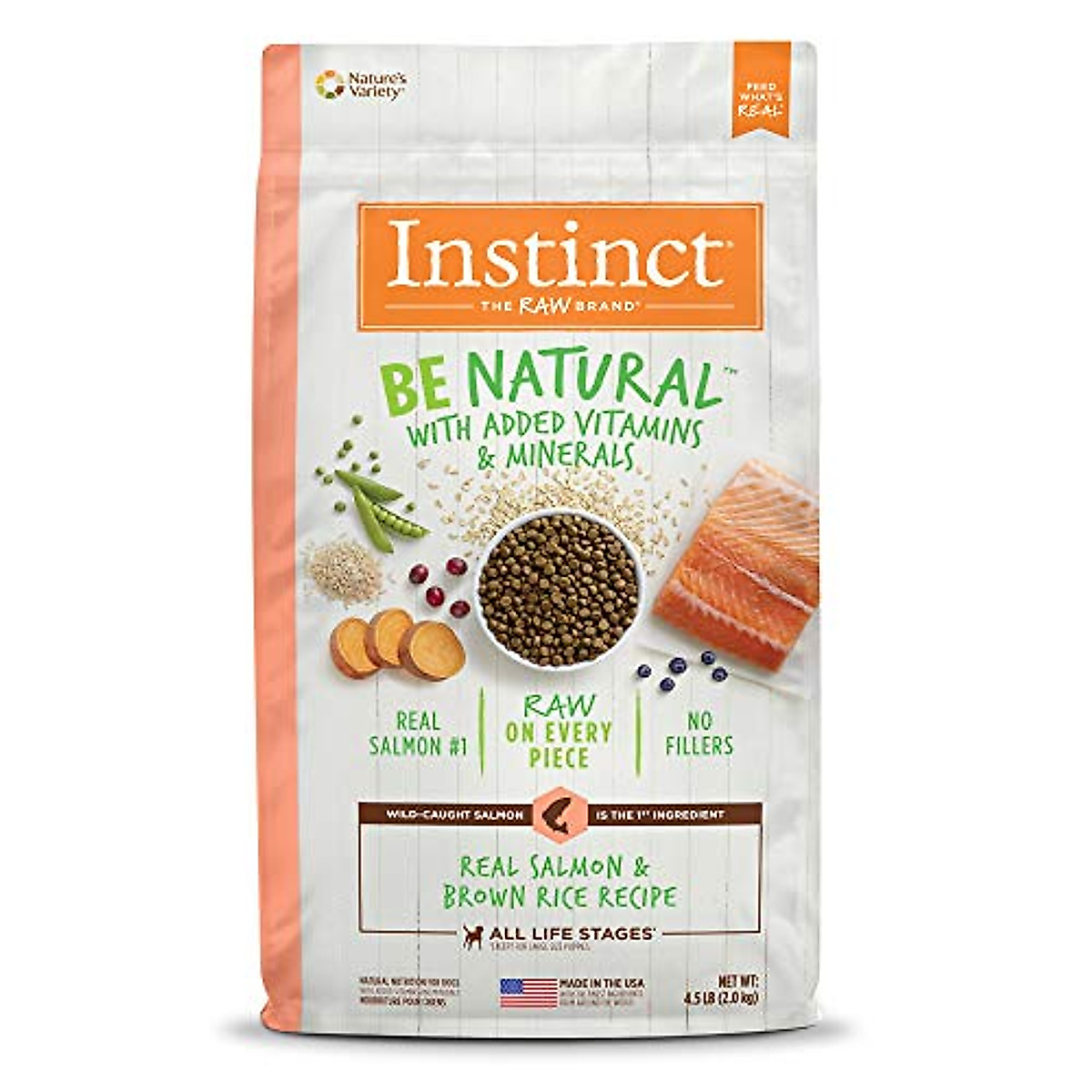 Instinct Be Natural Real Salmon & Brown Rice Recipe Natural Dry Dog Food, 4.5 lb. Bag