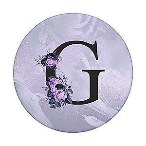 Initial Letter G Purple Lavender Floral Monogram For Women PopSockets PopGrip: Swappable Grip for Phones & Tablets