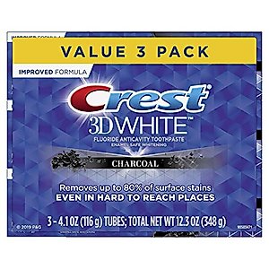 Crest 3D White, Charcoal Whitening Toothpaste, 4.1 oz, 3 Count