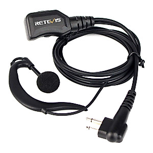 Retevis CP185 CP200D Earpiece, Compatible with Motorola CP100D GP300 GP2000 BRP40 RMU2040 RMU2080D RDU4100 RDU4160D DTR700 HYTTC610 Radios, Volume Adjustable Walkie Talkie Earpiece with Mic(10 Pack)
