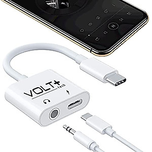 VOLT PLUS TECH USB C to 3.5mm Headphone Jack Audio Aux & C-Type Fast Charging Adapter Compatible with Your Motorola Moto G Power (2021) and Many More Devices with C-Port