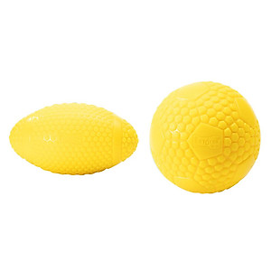 Yustery 2Pcs Dog Squeaky Balls Toys Plastic Rugby Football Toys Interactive Dog Toys Dog Bite Toys