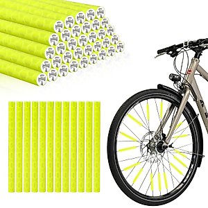 72PCS Spoke Reflectors for Bike Wheels, 360° Visibility Bike Wheel Reflectors for Night Riding, Yellow Reflective Bike Spoke Covers Skins Reflector Wheel Decoration Accessories