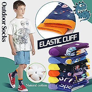 Welwoos Boys Kids Socks Crazy Fun Novelty Funny Cotton Crew Children Teenage Boys Gift Stocking Stuffers Socks 6 Pairs (Astronaut,5-8Y)