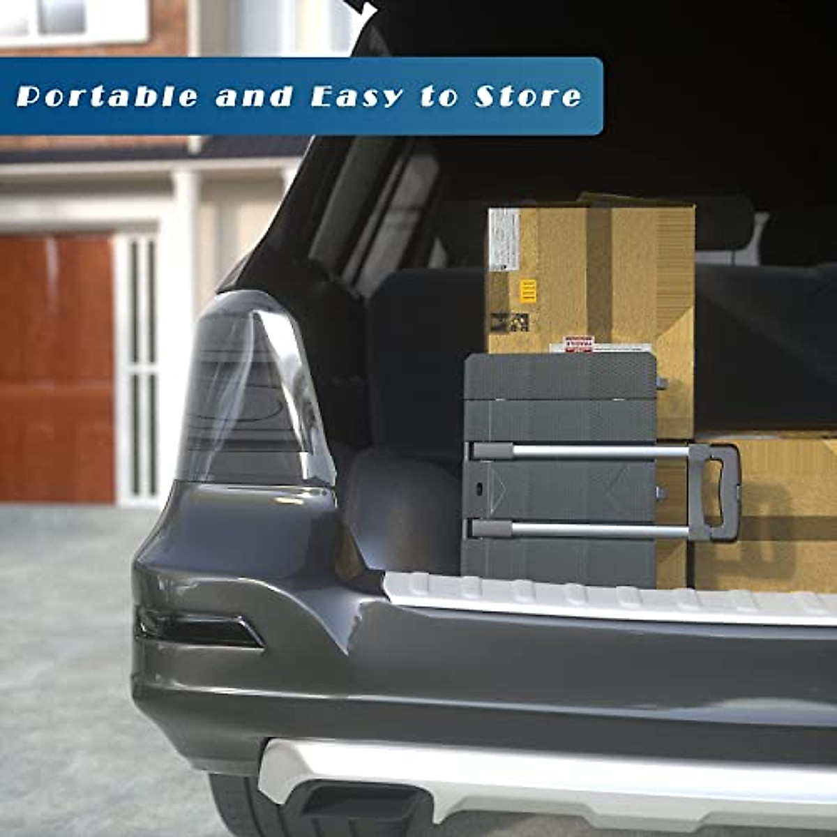 Antetek Folding Hand Truck, 500 lbs Capacity Heavy Duty Luggage Cart, Foldable Hand Cart with 6 Wheels & 2 Ropes, Compact Utility Dolly Platform Cart for Luggage, Personal, Travel, Moving, Office