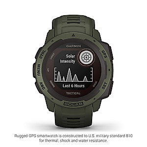 Garmin Instinct, Rugged Outdoor Smartwatch with Solar Charging Capabilities and Tactical Features, Built-in Sports Apps and Health Monitoring, Moss Green