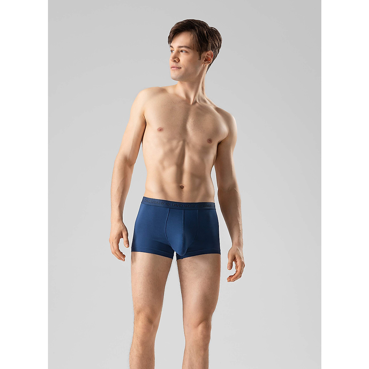 DAVID ARCHY Men's Underwear Micro Modal Dual Pouch Trunks Support Ball Pouch Bulge Enhancing Boxer Briefs for Men 3 or 4 Pack(M,Black/Dark Gray/Navy Blue/Olive Green)