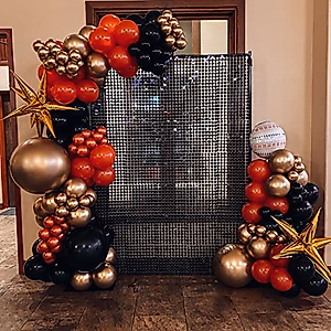 COKAOBE Black Shimmer Wall Backdrop, 24 Panels Round Sequin Shimmer Backdrop, Photo Backdrops for Birthday, Anniversary, Wedding, Graduation & Bachelorette Party Decoration