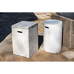 Peaktop Round Gas Canister Storage Table for Outdoor Patio Garden Bakyard Decking, Suitable for 13kg Gas Bottle, 62 Inch Height, Gray