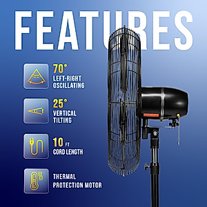 Tornado 24" Outdoor Rated IPX4 Water-Resistant Metal Oscillating Pedestal Fan - 7600 CFM - cETL