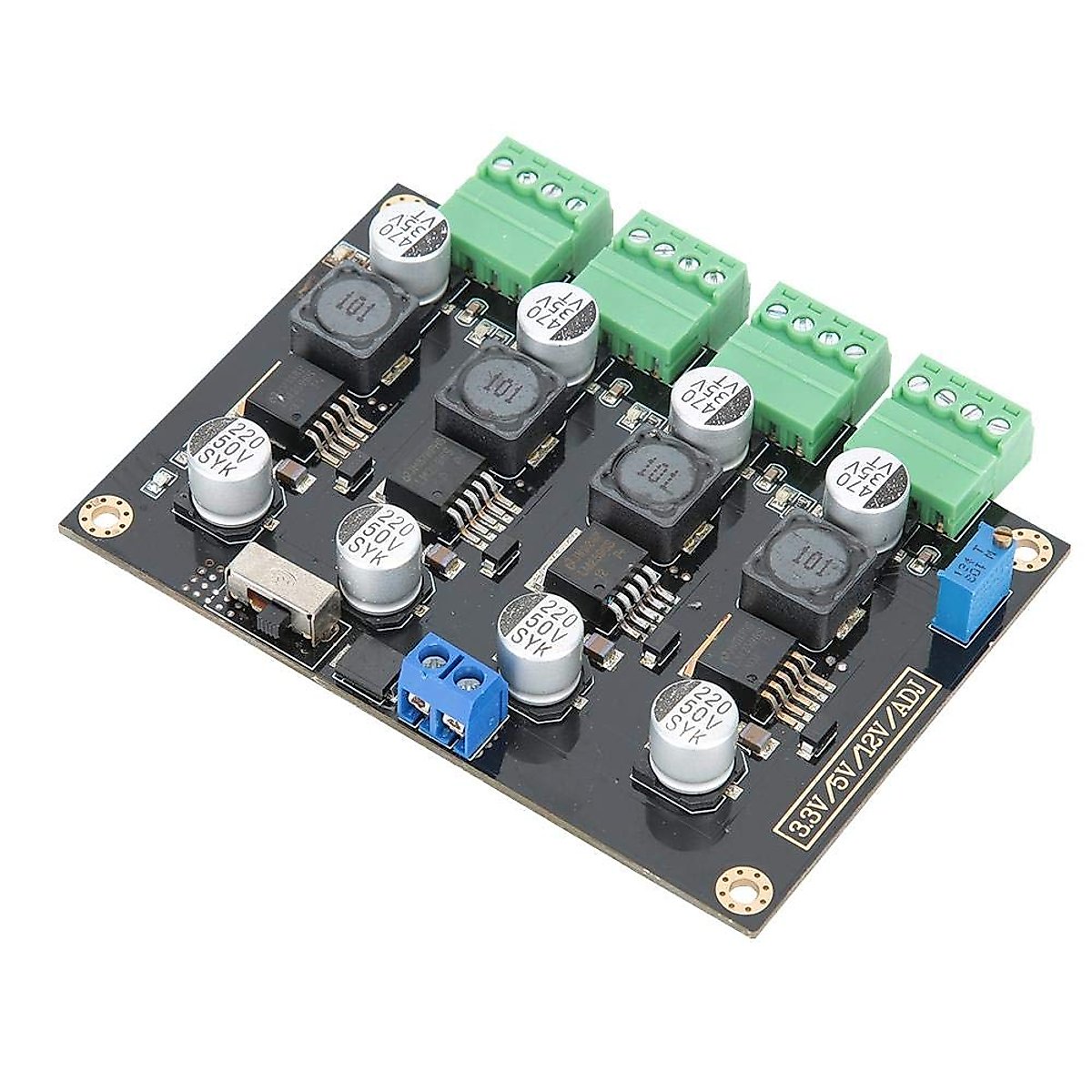 Multi-Channel Power Supply Module with 3.3V/5V/12V/ADJ, Adjustable Voltage Output Buck Converter with Four and high Performance LM2596 Chips