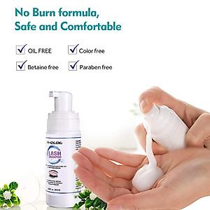 Eyelash Extension Cleanser Kit with Lashes Makeup Brush Tool-50ML Daily Foaming Eyelash Extension Shampoo/Wash for Extensions and Natural Lashes Shampoo