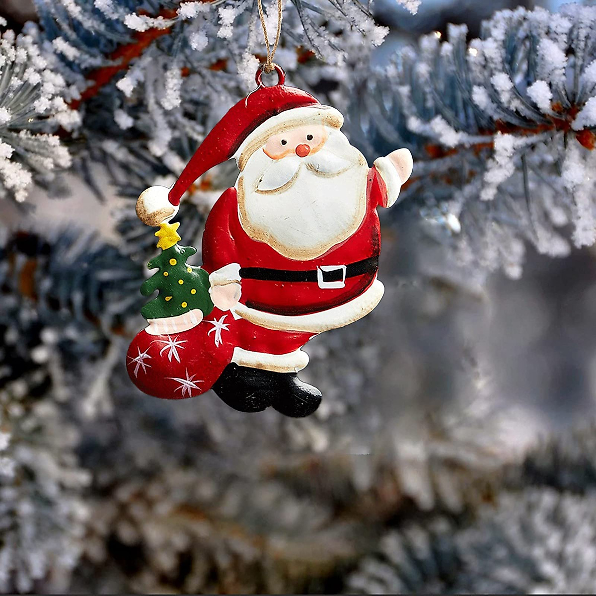 QAZIUY Christmas Ornaments Set Holiday Xmas Christmas Tree Ornament Decorations Santa Snowman Pendant Hand-Painted Decoration American Retro Christmas Tree Decoration for Home Holiday Party New Year