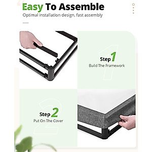 TATAGO King Box Spring 5 Inch Metal Box Spring King Size, King Box Spring Only, Low Profile Box Spring King with Cover, Heavy Duty Mattress Foundation/Bed Base, Easy Assembly, Noise Free, Non-Slip