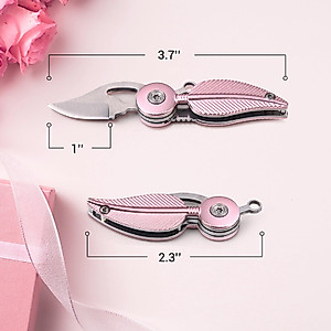 Tops Home Small Pink Pocket Knife for Women, Stocking Stuffers, Little Box Cutter, Cute Key Accessories, EDC Knife, Folding Utility Knife, Gift for Women Girls