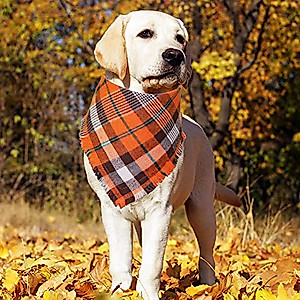 STMK Thanksgiving Day Dog Bandanas, 4 Pack Fall Dog Bandana Scarf with Tassels Edges for Holiday Fall Thanksgiving Day Dog Puppy Costume (Plaid)
