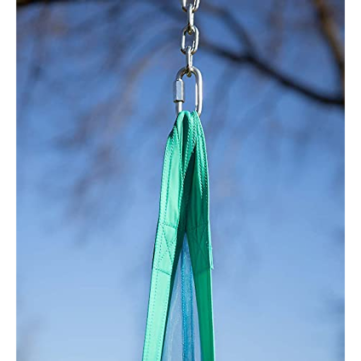 HearthSong HugglePod Lite Mesh Indoor/Outdoor Hanging Chair with Iridescent Breathable Mesh Construction, Inflatable Cushion, and Carabiner, Holds up to 175 lbs.