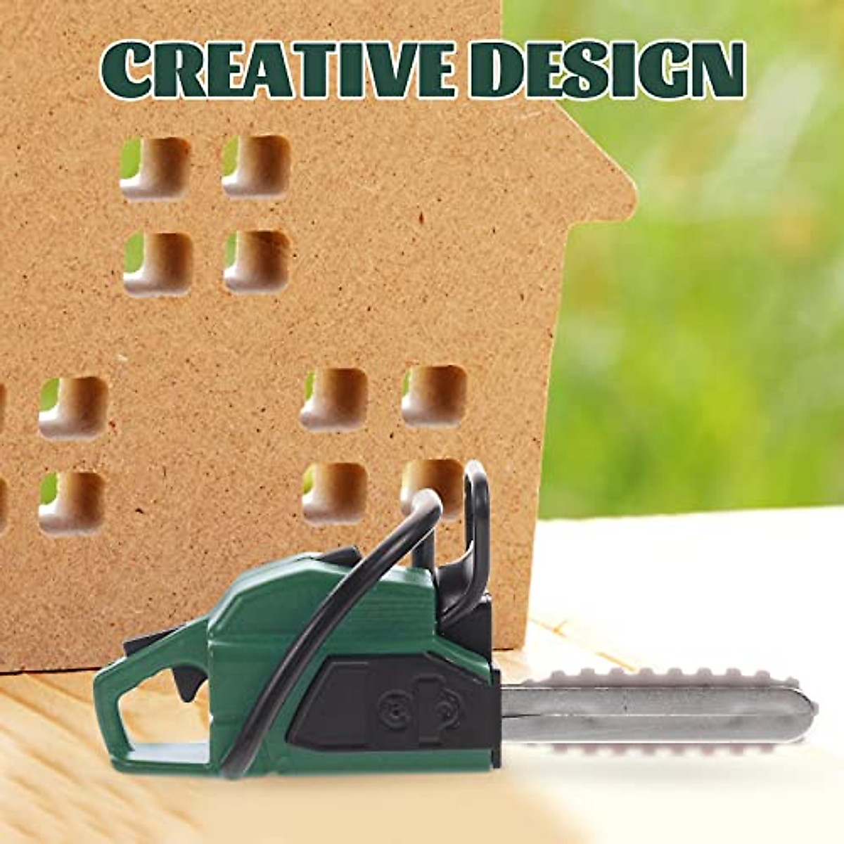 STOBOK Kids Garden Tools Mini Chainsaw Cordless Mini Power Chain Handheld Small Chainsaw 1/12 Model Doll House Garden Working Accessories Mini House Accessories Green Kids Outdoor Toys