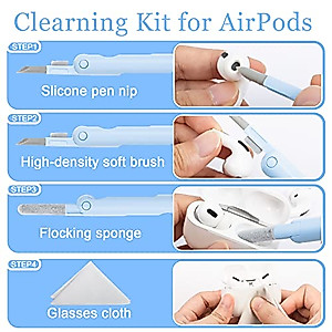 Laptop Screen Keyboard Earbud Cleaner Kit for Airpods Pro MacBook iPad iPhone iPod, walrfid Touchscreen Airpod Cleaning Pen Brush Tool Key Remover for PC Monitor TV Phone Computer Headphone - Blue