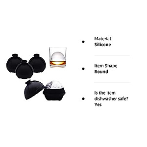 Helpcook Ice Ball Molds 4 Pack - Silicone Sphere Ice Molds with Built-in Funnel - 2.5 Inch Round Ice Cube Molds Ice Ball Maker Makes Large Ice Balls for Whiskey & Cocktails - Easy Release and BPA Free