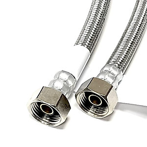 Faucet Water Supply Connector Line Braided Stainless Steel, Faucet Supply Line - 1/2" Female Iron Pipe (FIP) Thread for both ends (1/2" FIP x 1/2" FIP) (2, 48 inch)