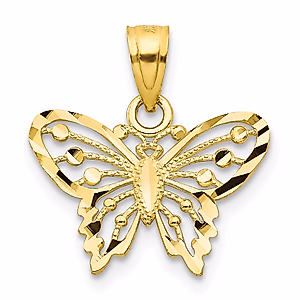 BillyTheTree Jewelry 10K Yellow Gold Shiny-Cut Butterfly Pendant
