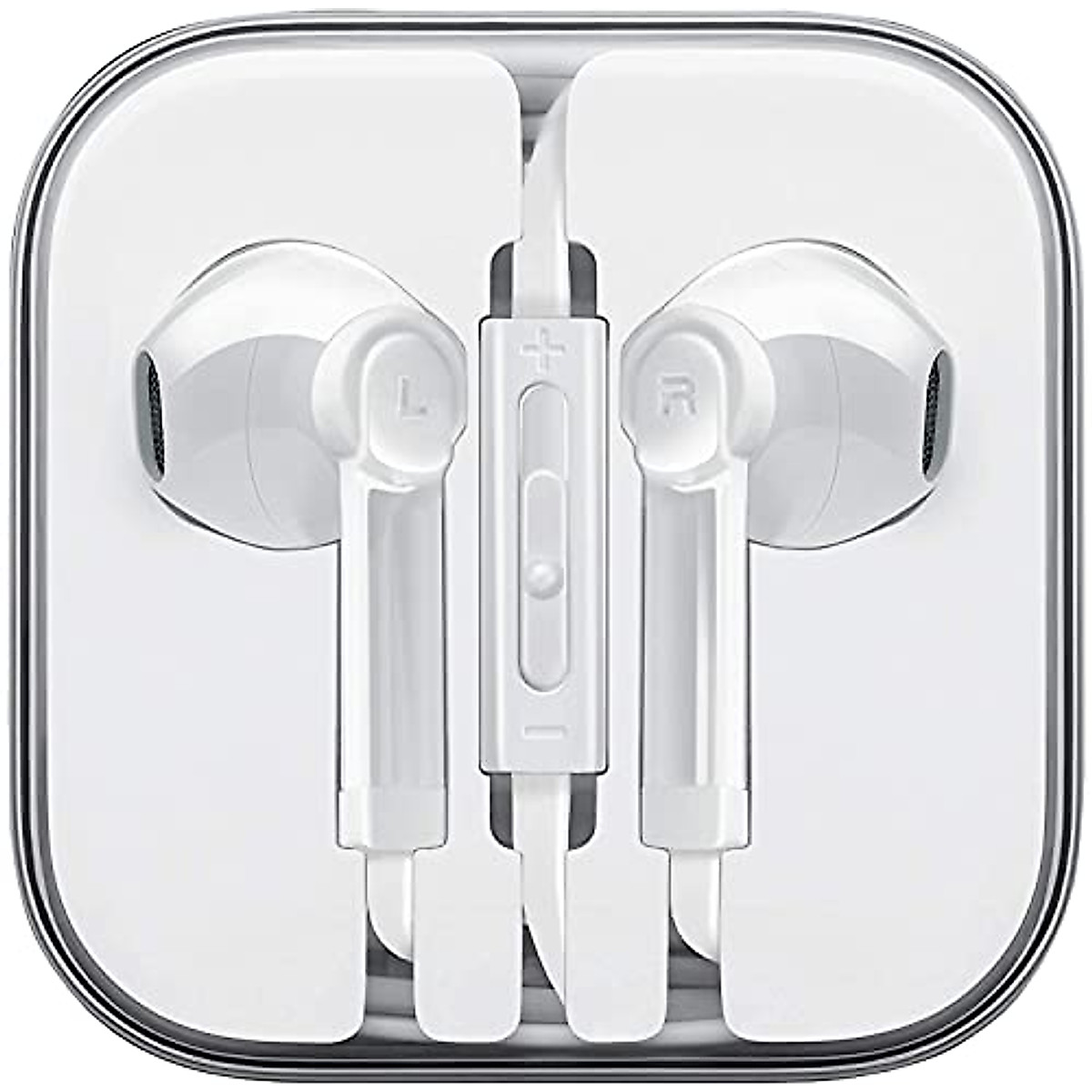 ARC Wired Earbuds in-Ear Headphones, Earphones with Microphone, Slide Volume Control Noise Isolation Ear Buds Ear Tips, 3.5mm Jack for iPhone, iPad, Samsung, Computer, Laptop, Gaming, Sports - White