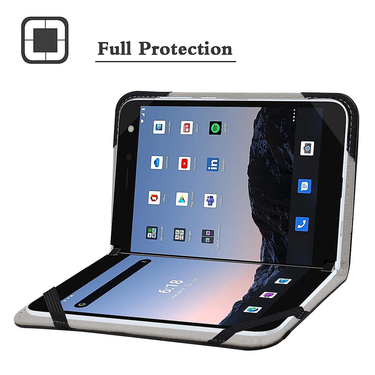 LiuShan Compatible with Microsoft Surface Duo case,PU Leather Slim Folding Stand Cover for Microsoft Surface Duo (Not fit Surface Duo 2) Tablet,Black