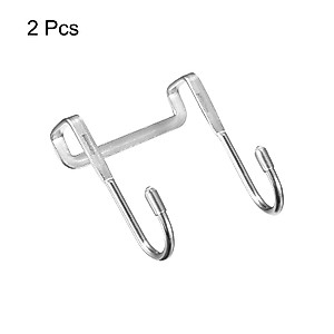 HARFINGTON Over Cabinet Drawer Hooks, 2 Pack S-Shape Extended Stainless Steel Double Hanging Hooks for Bathroom Kitchen Door, Silver Tone