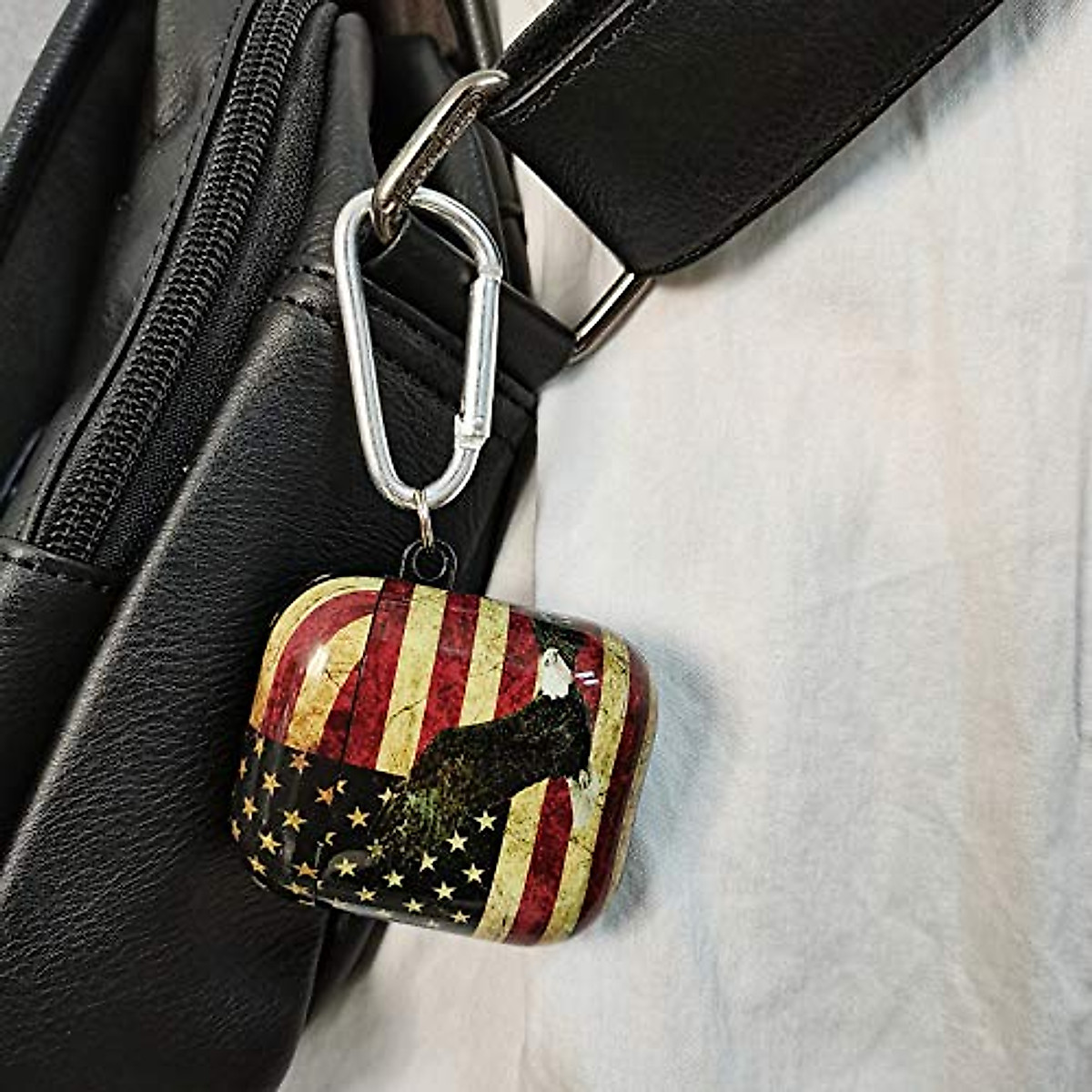 KUXEEN Case Cover Compatible with Airpods, 3 in 1 Cute Hard Airpods Accessories Protective Case Portable & Shockproof Cover Case Portable for Airpods 2 & 1 Women Girls Men (American Flag and Eagle)