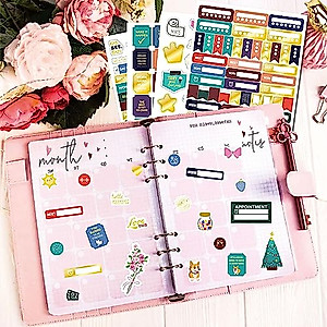 Daily Planner Stickers Inspirational Planning Stickers 4 Sheets 206Pcs Writeable Productivity Stickers Ideal for Business Notes Meetings,Calendars,to Do List