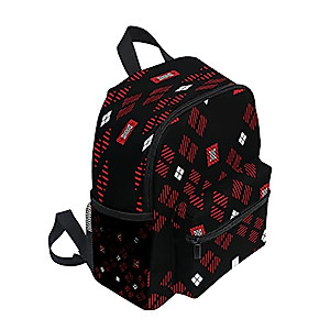 Diagonal Checkered Red Black Backpack Kids Backpack for Boys and Girls Toddler Backpack Waterproof Preschool