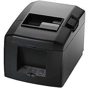 Star Micronics TSP654IISKE Ethernet (LAN) Liner Free Thermal Printer for Sticky Paper with Cutter and External Power Supply - Gray