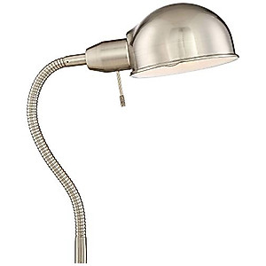 360 Lighting Ridley Modern Standing Task Floor Lamp 61" Tall Satin Nickel Silver Adjustable Gooseneck Arm Bright Lighting for Living Room Reading House Decor Bedroom Home