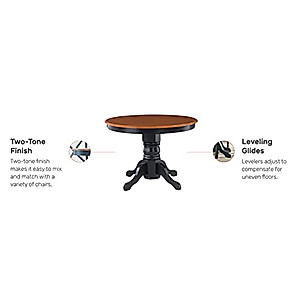 Home Styles Black Oak 42-inch Round Pedestal Dining Table with Hardwood Solids Construction, a Oak Top, and Cabriole Legs