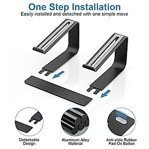 pericat Laptop Stand for Desk, Ergonomic Aluminum Computer Stand for Laptop, Detachable Laptop Riser Compatible for Mac Air Pro, Dell XPS, HP, Lenovo More 10-15.6" Laptops, Black