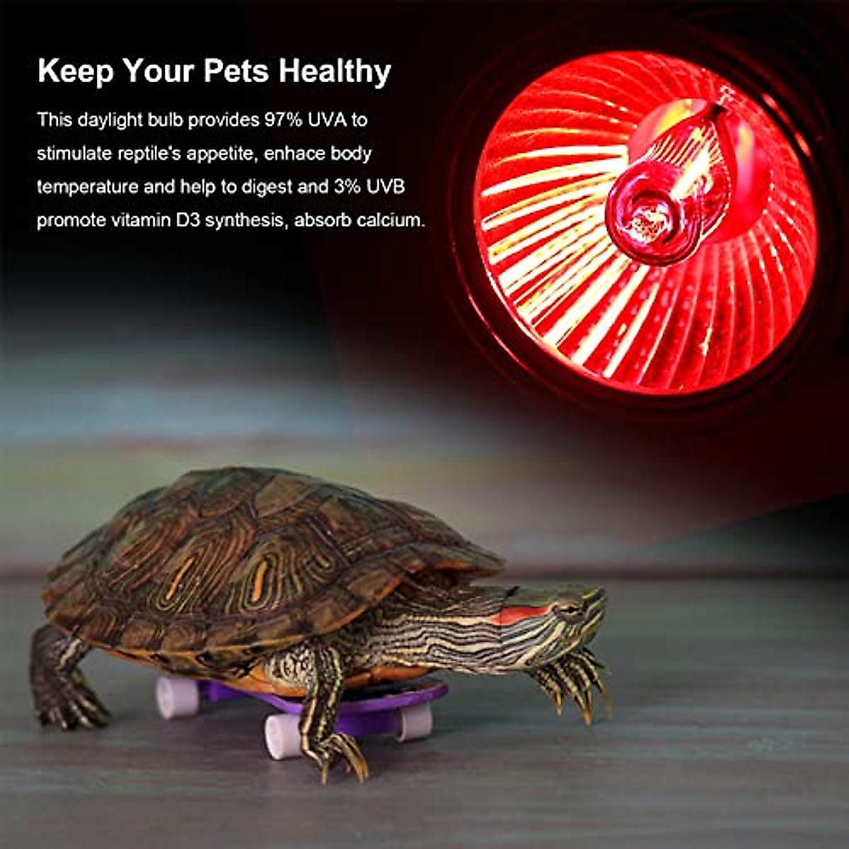 Eboxer Pet Reptile Heat Lamp UVA UVB Heating Light Bulb Pet Full Spectrum Sunlight Lamp for Reptile Amphibian and Incubating Chicken Use, etc (50w)