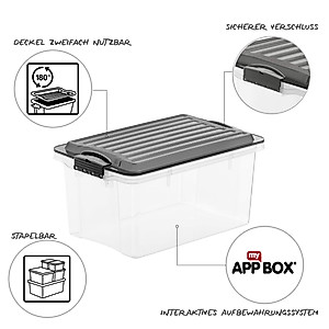 Rotho, Compact, Storage box 4.5 l with lid A5, Plastic (PP) BPA-free, grey/transparent, A5/45l (27,0 x 18,5 x 15,0 cm)
