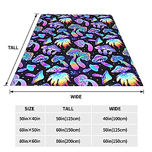 Mushroom Throw Blanket for Couch, Mushroom Decor Aesthetic Blankets, Flannel Cozy Soft and Lightweight Blanket for Bed Sofa, Funny Warm Gifts for Birthday Christmas Fathers Mothers Day, 60x50 Inches