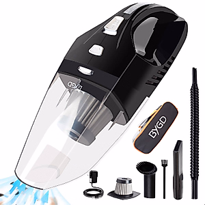 BYGD Handheld Vacuum, Car Vacuum Cleaner Cordless with HEPA Filter Strong Suction Portable Hand Vacuum Cleaner with Storage Bag, Wet and Dry Rechargeable Vacuum Cleaner for Home and Car Cleaning.