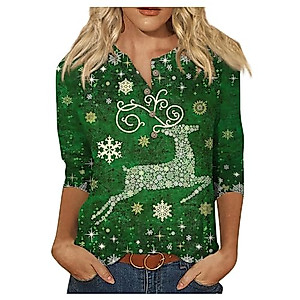 HAVUITYY Christmas Sweatshirts Women'S Christmas Tops Long Sleeve Workout Tops For Women Christmas Costumes Christmas Tshirts Shirts For Women Womens T Shirts Christmas Blouses For Women 3X-Large