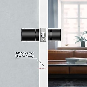 YEEUU Smart Door Lock with Fingerprint, NFC, App, Code, Backup Keys, Stylish Bluetooth Door Knob (Black, Fingerprint + Bluetooth)