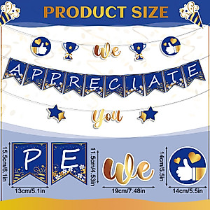 VitalCozy 39 Pcs We Appreciate You Banner Decorations Thank You Banner Hanging Swirls and Banners Blue Gold Employee Appreciation Decorations for Staff Teacher Retirement Doctor Nurse Photo Backdrop