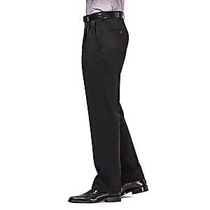 Haggar Men's Premium No Iron Khaki Classic Fit Pleat Front Casual Pant (Regular and Big & Tall Sizes), Black, 34W x 30L