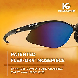 KleenGuard™ V30 Nemesis™ Safety Glasses (14481), Blue Lenses with Mirror coating, Black Frame, Unisex Eyewear for Men and Women (12 Pairs/Case)