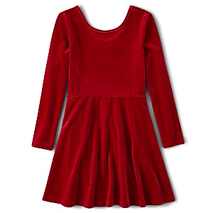The Children's Place,Long Sleeve Velour Dress 2-Pack,Medium (7/8)